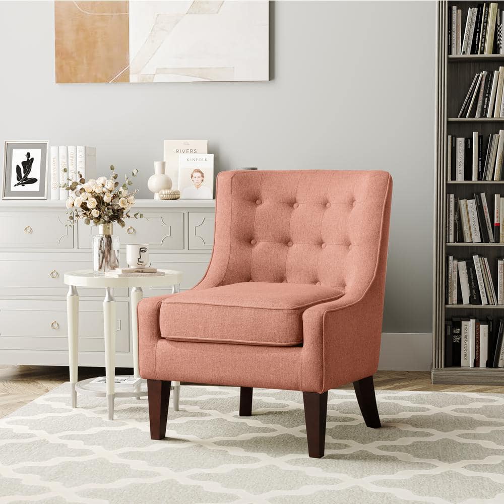 Lifestyle Solutions Marseille Blush Pink Accent Chair with Tufted ...