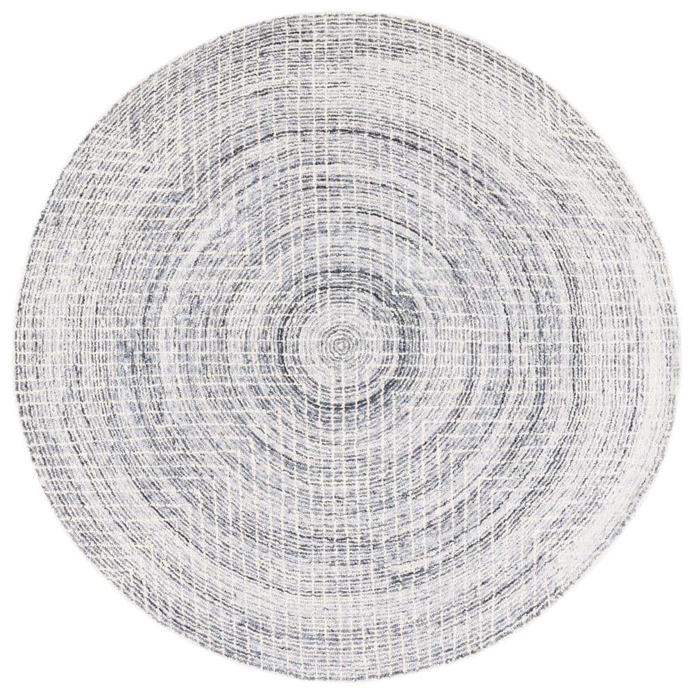 SAFAVIEH Abstract Black/Ivory 6 ft. x 6 ft. Contemporary Marle Round ...
