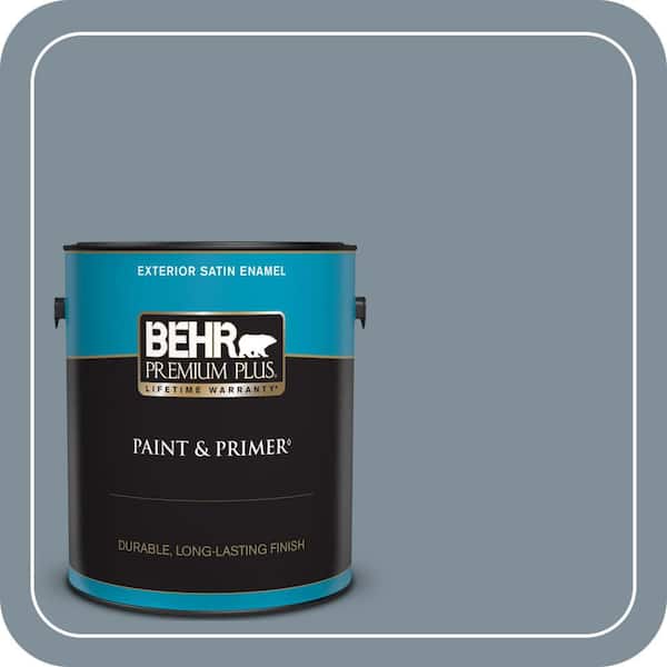 BEHR PREMIUM PLUS 1 gal. #MQ5-20 Cold Steel Satin Enamel Exterior Paint ...
