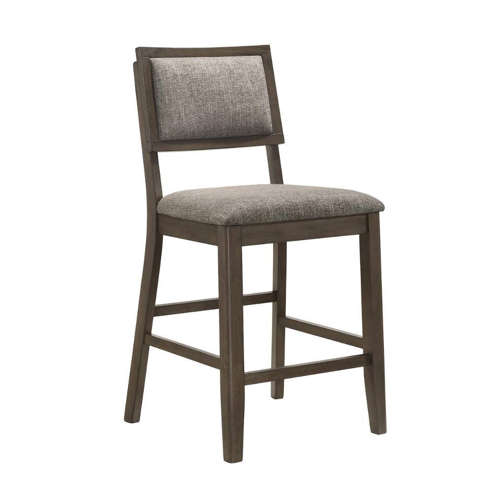 Benjara 26 in. Brown High Back Wood Frame Bar Stool with Fabric Seat ...