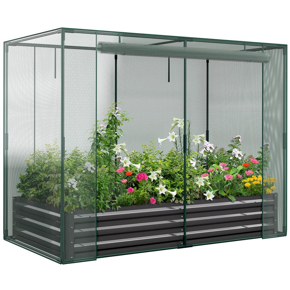 ABORON Galvanized Raised Garden Bed Kit 71 in. x 35 in. x 59 in. Metal ...