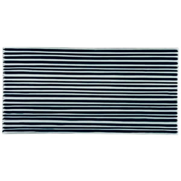 Ivy Hill Tile Delphi Midnight Blue 4.33 in. x 0.51 in. Polished Glass ...