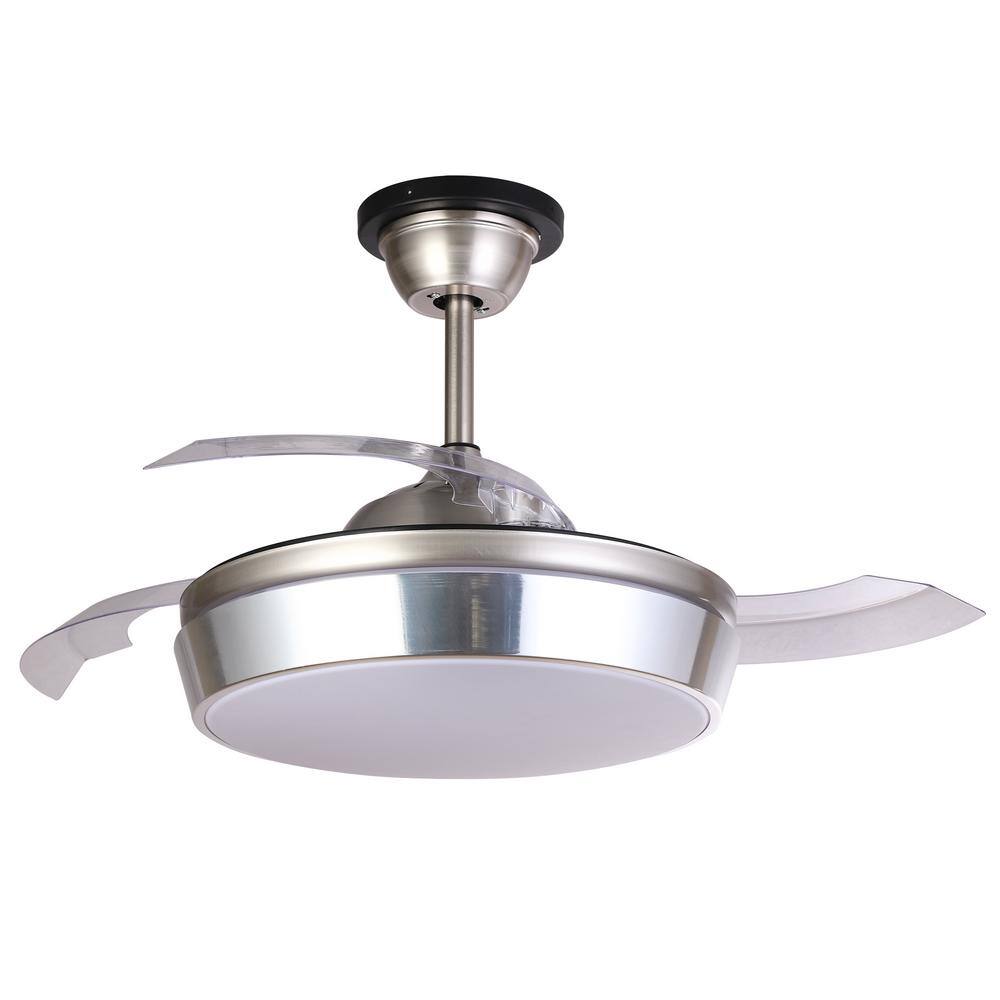 Cesicia 42 in. Indoor Integrated LED Silver Modern Dimmable Timed Metal ...