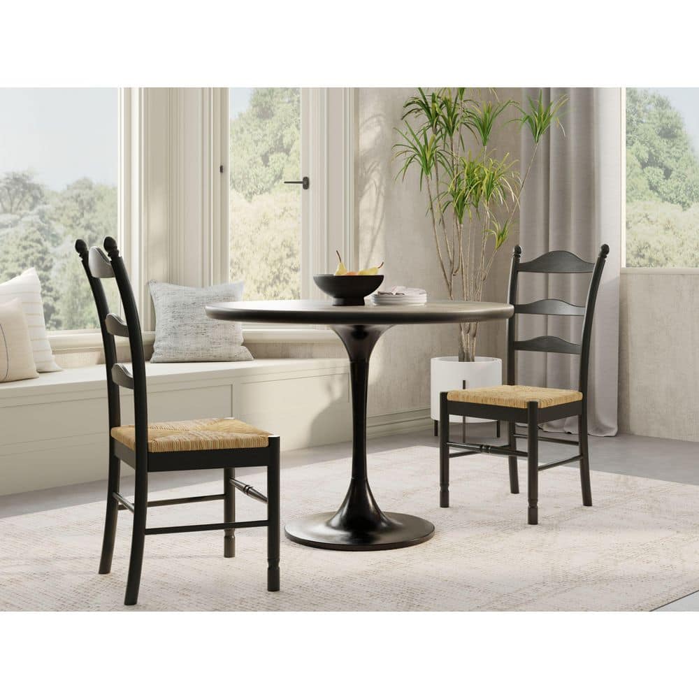 Carolina Chair & Table Alden 40 in. Round Fog Gray and Black Wood Top ...