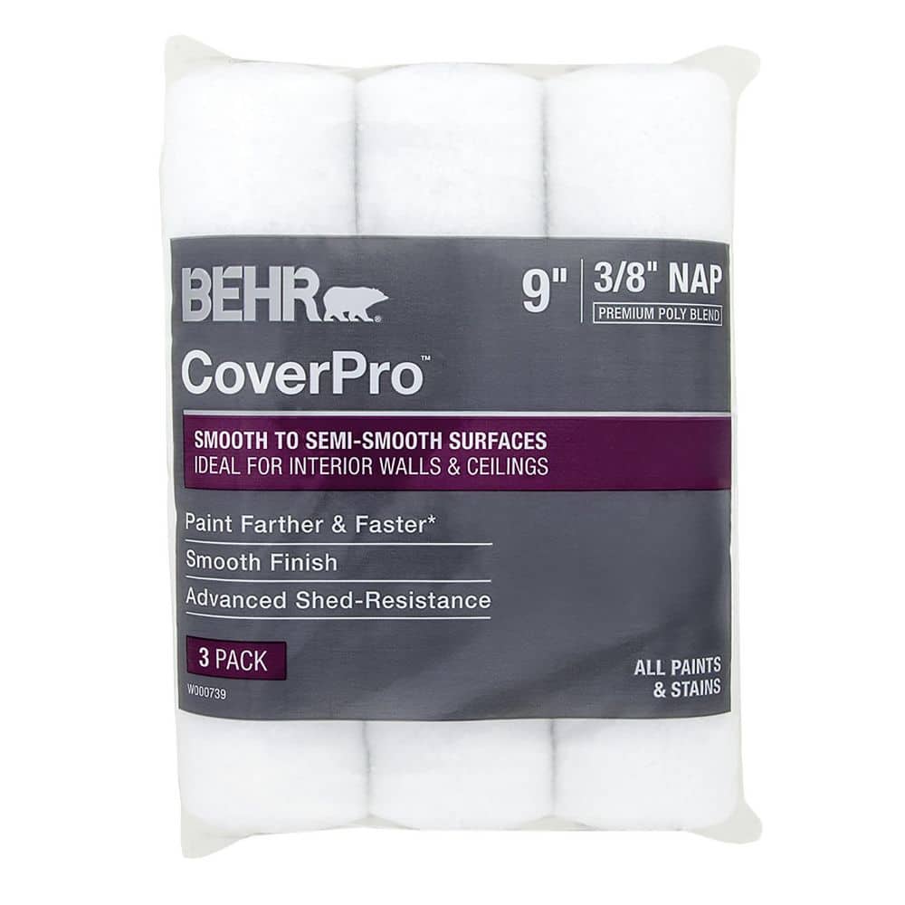 BEHR 9 in. x 3/8 in. CoverPro Fabric Roller Covers (3-Pack) W000739 ...