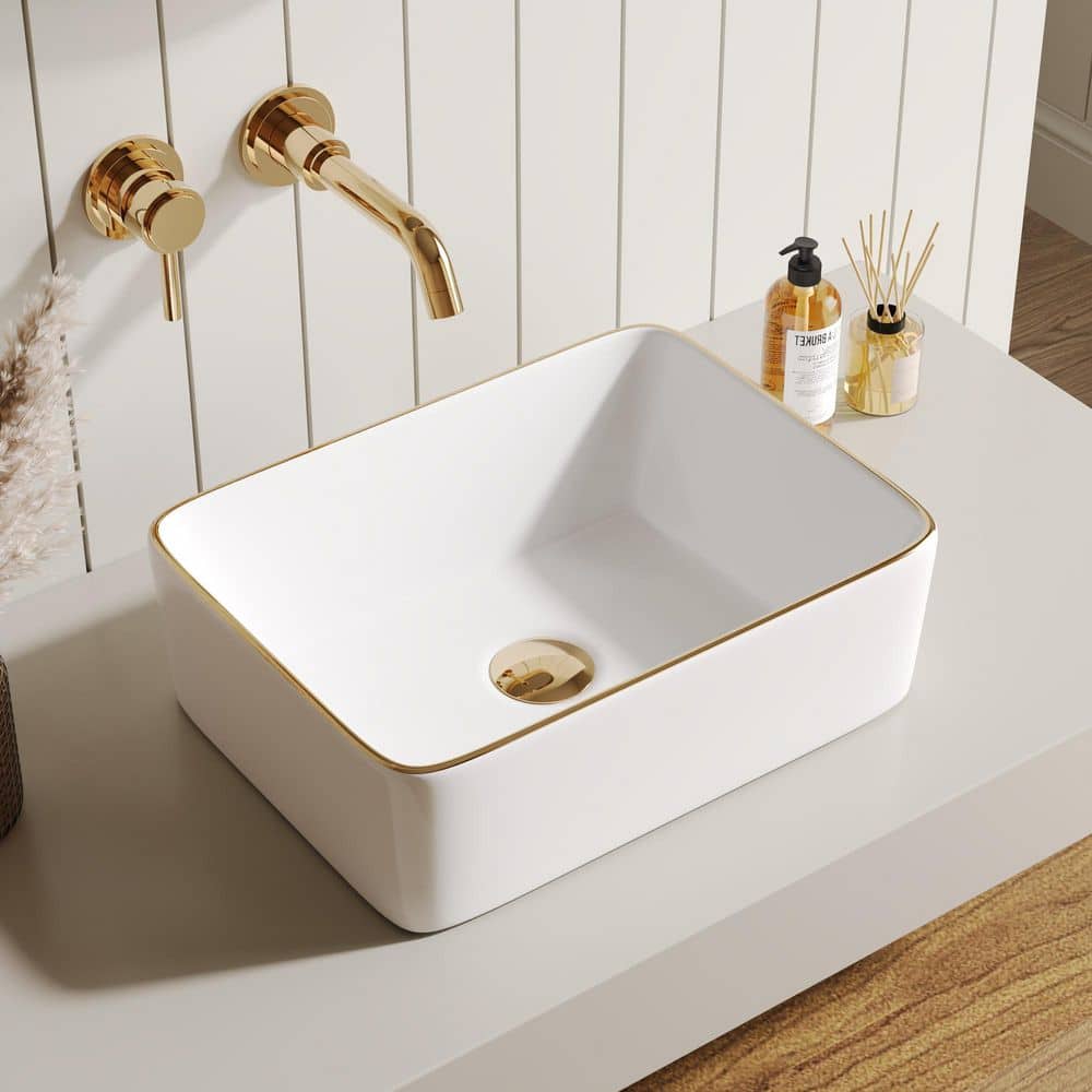 DEERVALLEY 16 in. x 12 in. Rectangular Vessel Bathroom Sink in White ...