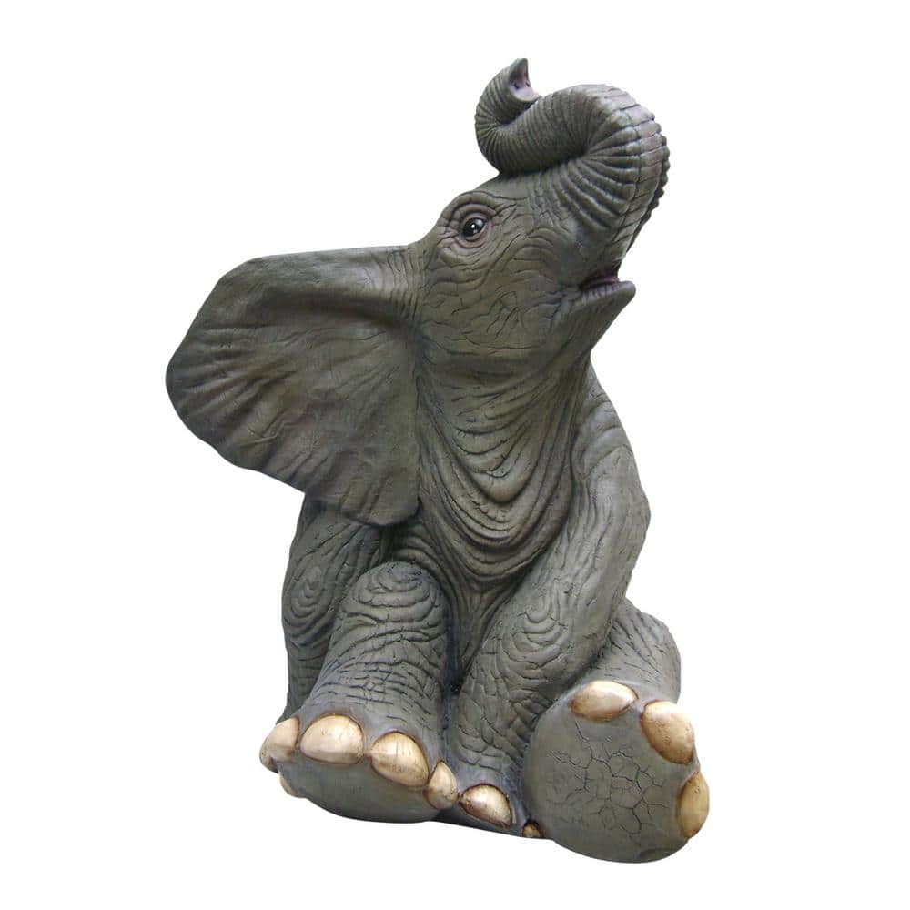 Design Toscano 40.5 in. H Sitting Baby Elephant Garden Statue NE80158 ...