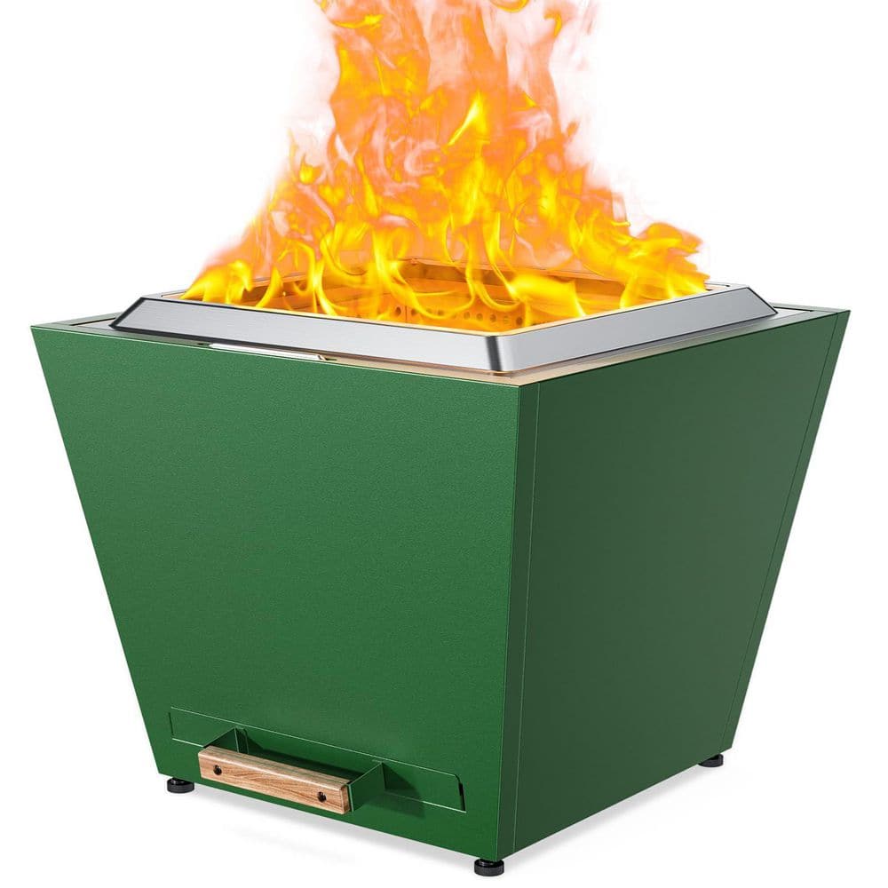 Tenleaf 25 in. Green Stainless Steel Wood Burning Outdoor Smokeless ...