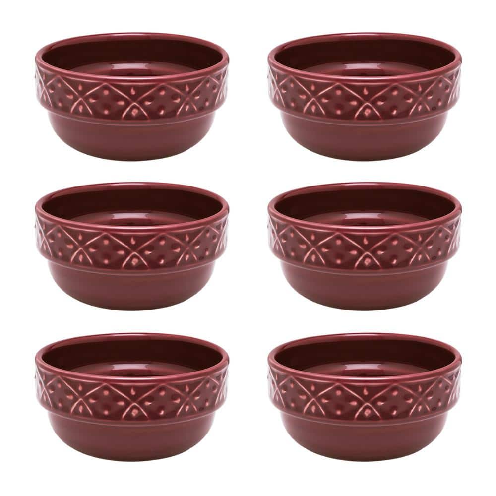 Manhattan Comfort Mendi 16.91 oz. Maroon Red Earthenware Soup Bowls ...