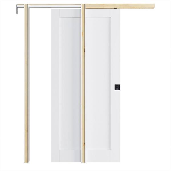 ARK DESIGN 36 in. x 80 in. Paneled Blank White Primed MDF Pocket Door ...