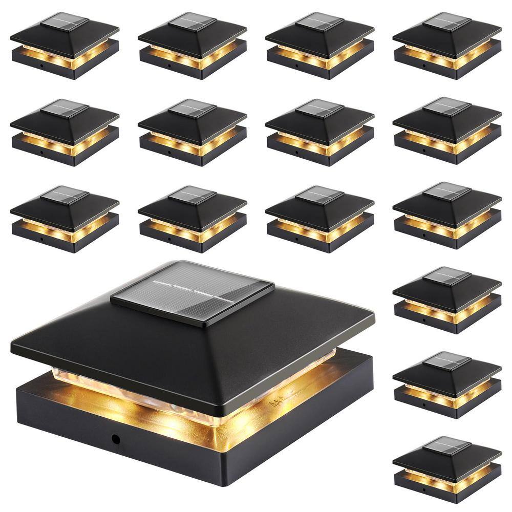 Angel Sar Outdoor Waterproof Solar Powered Deck Fence Post Lights Fit 4 ...