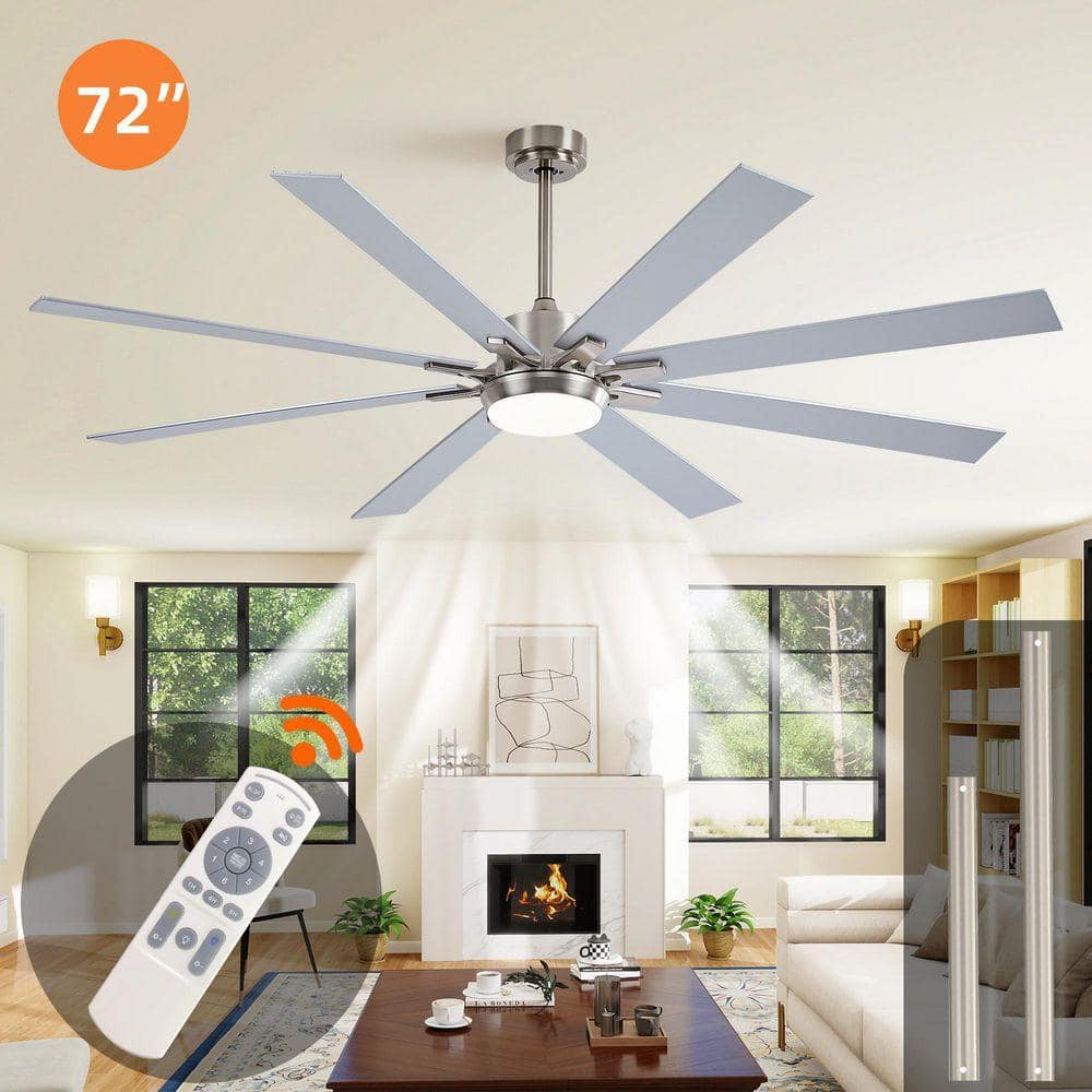 Gloweer 72 in. Modern Downrod Mount Ceiling Fan with Light Kit, 8 ...