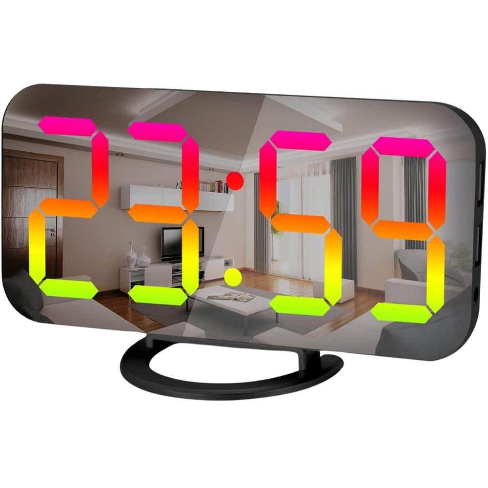 Afoxsos Dynamic RGB Digital Alarm Desk Clock, Large Display, LED ...