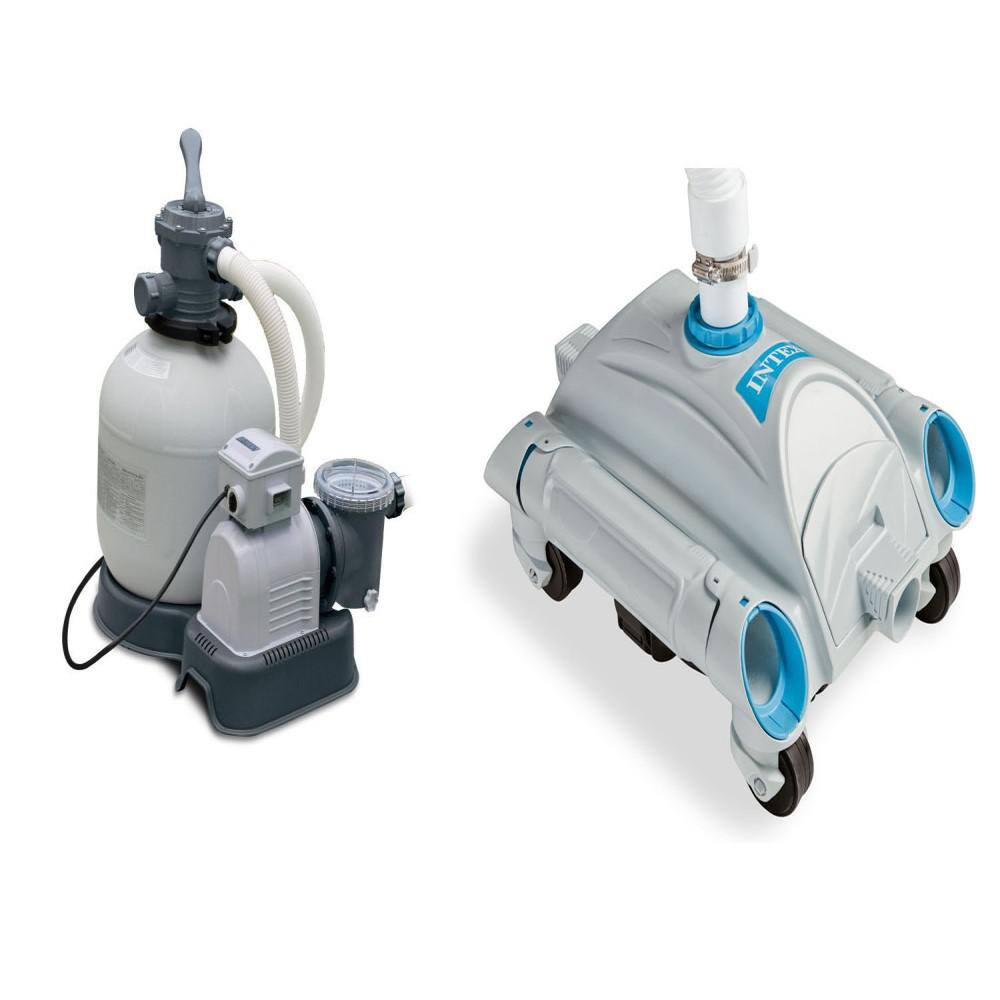 INTEX 2800 GPH Above Ground Pool Sand Filter Pump and Above Ground Pool ...