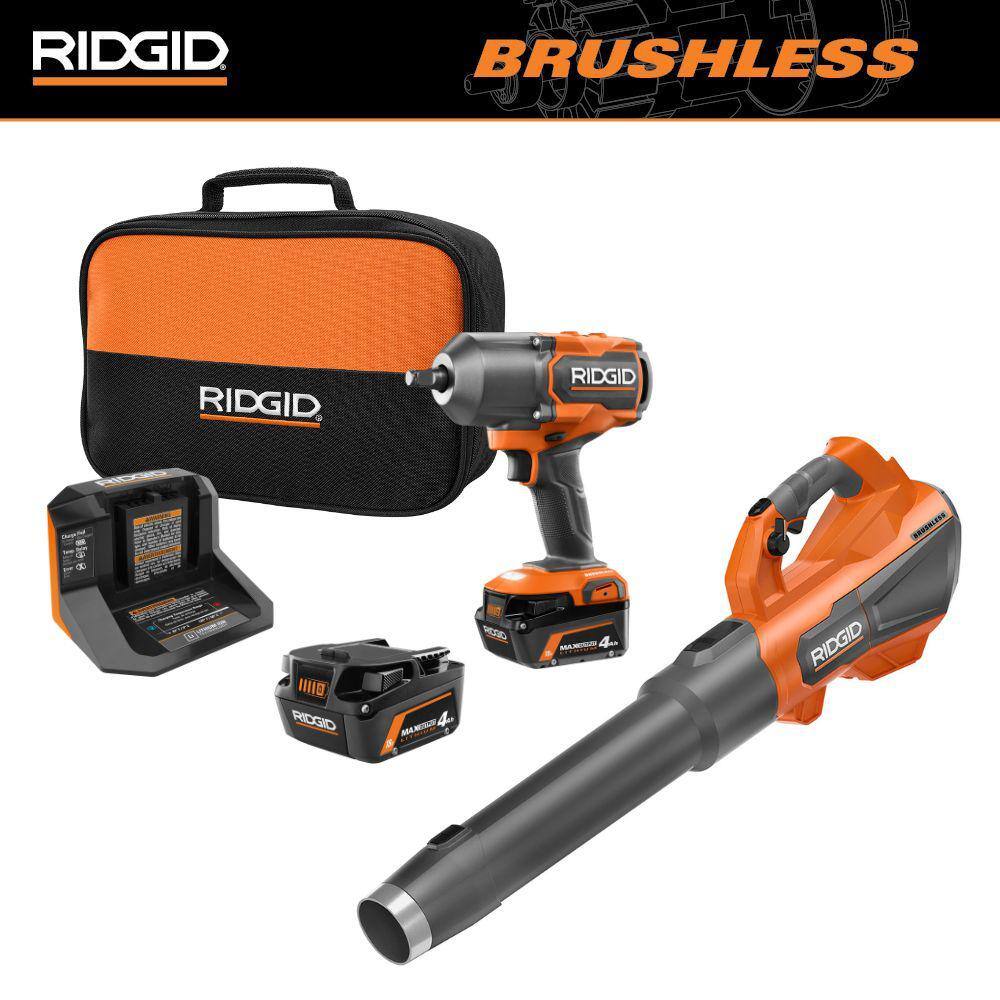 RIDGID 18V Brushless Cordless 2-Tool Combo Kit with Impact Wrench ...