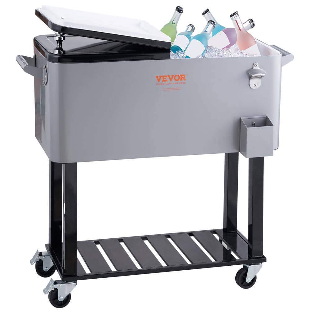 VEVOR Rolling Ice Chest Cooler Cart 80 qt. Portable Bar Drink Cooler ...