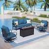 PHI VILLA Metal 5 Seat 4-Piece Outdoor Patio Conversation Set with ...