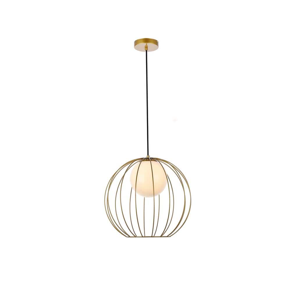 Home Living 40-Watt 1 Light Black Pendant Light with Glass Shade, No ...