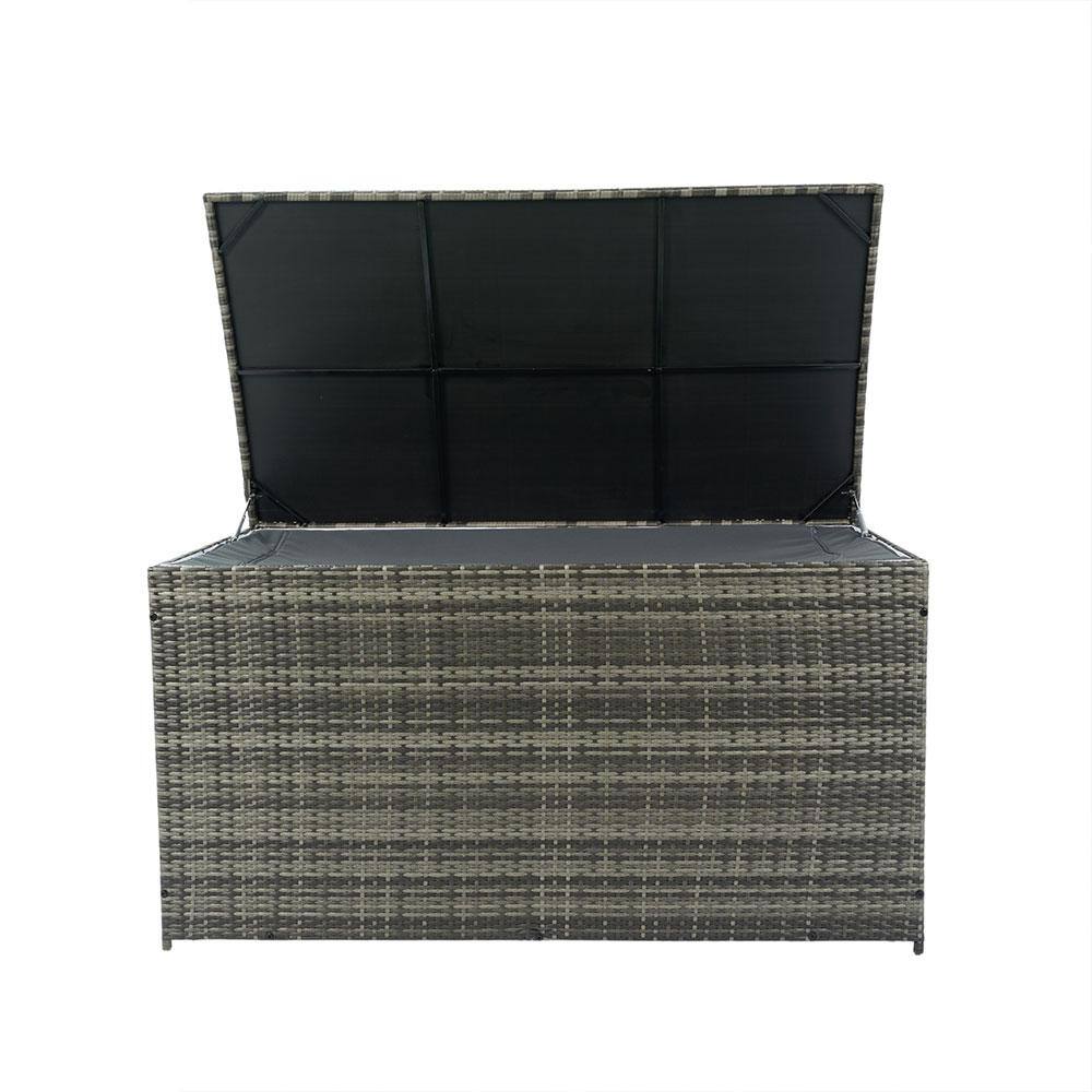 Misopily 200 Gal. Wicker Patio Deck Box, Outdoor Storage Box with Lid ...