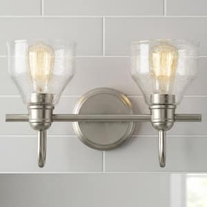 KICHLER Avery 33.25 in. 4-Light Brushed Nickel Vintage Bathroom Vanity ...