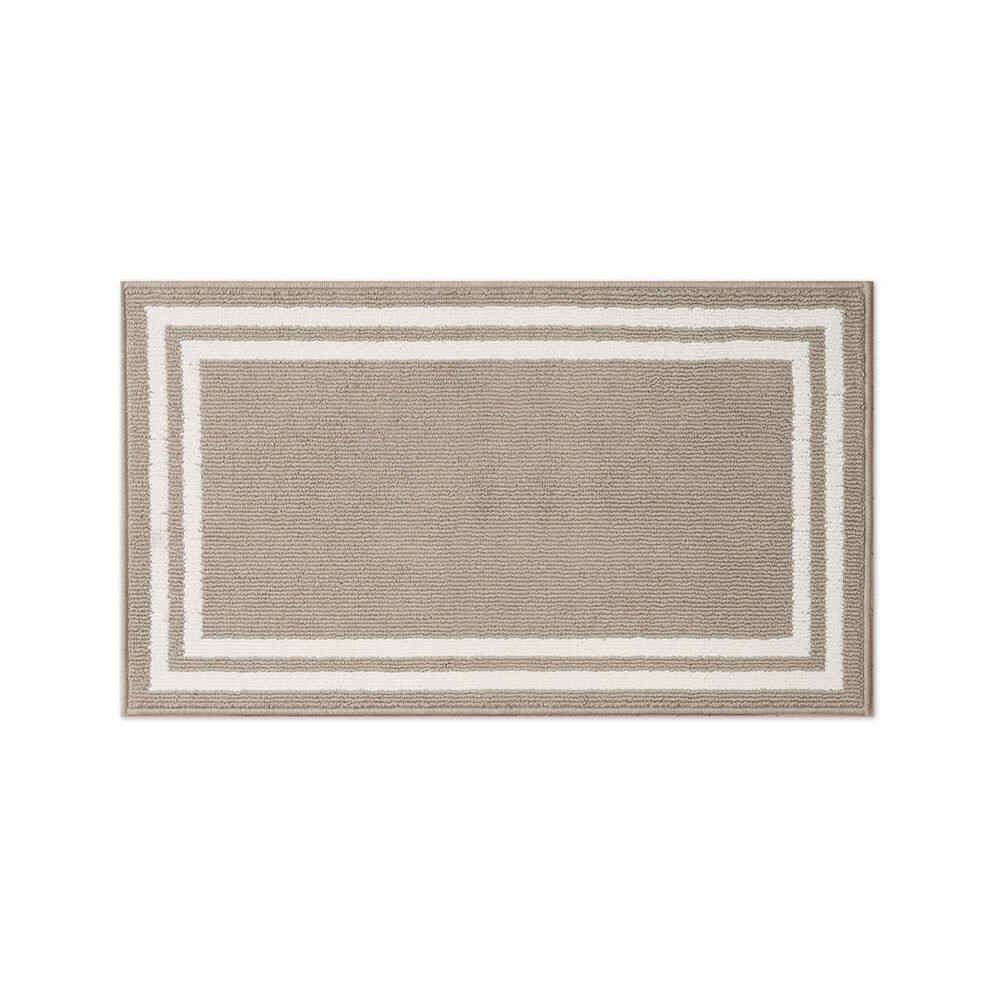 Laura Ashley Washable Skid-Resistant Linen/Ivory 2 ft. x 4 ft. All Loop ...