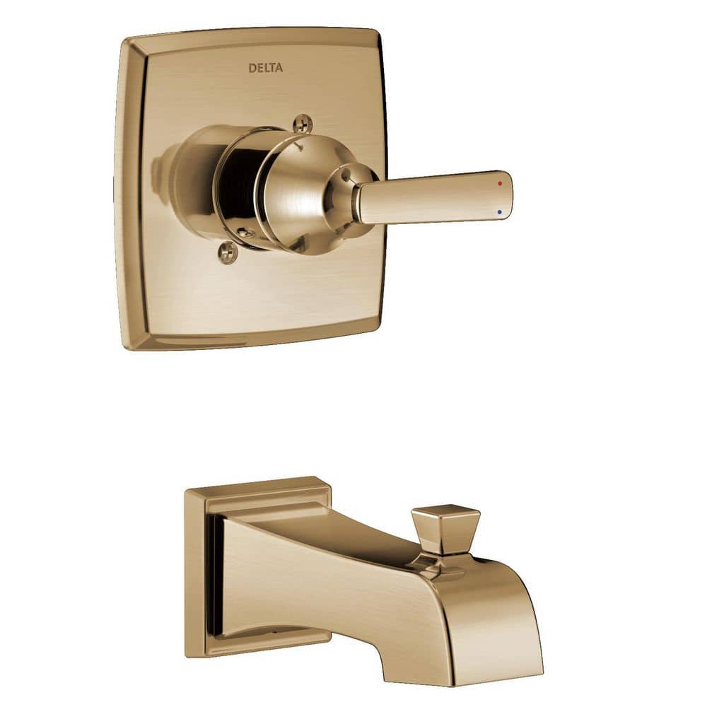 Delta Ashlyn Gold 1-Handle Wall Mount Tub Trim Kit in Champagne Bronze ...