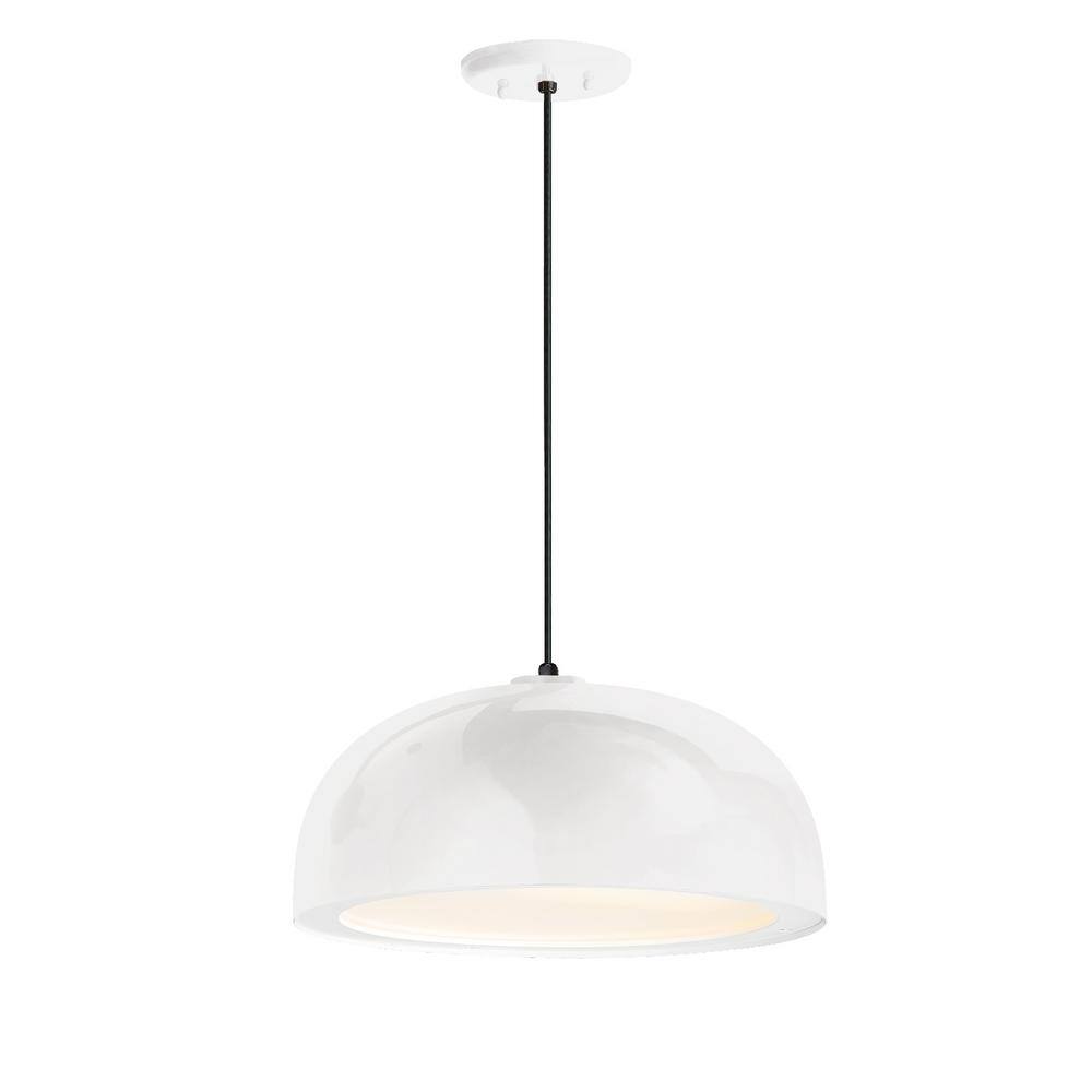 Troy RLM Dome 14 in. Shade 1-Light Gloss White Finish Pendant ...