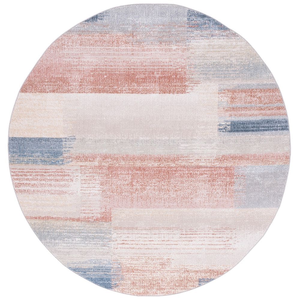 SAFAVIEH Blair Beige/Blue 7 ft. x 7 ft. Rust Machine Washable Geometric ...