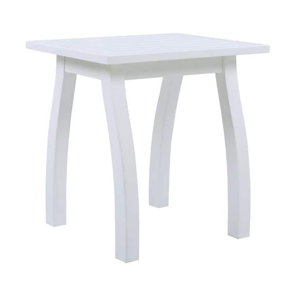SELMA Acacia wood Accent Side Table in White PU, Weather-Resistant ...