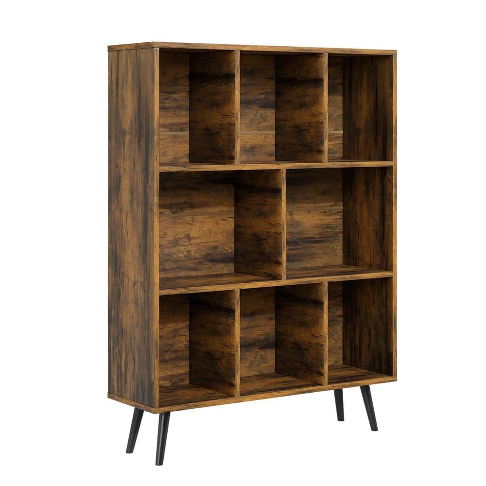 JEAREY 43.3 in. Tall Brown Wood 8-Shelf Accent Bookcase, Standard ...