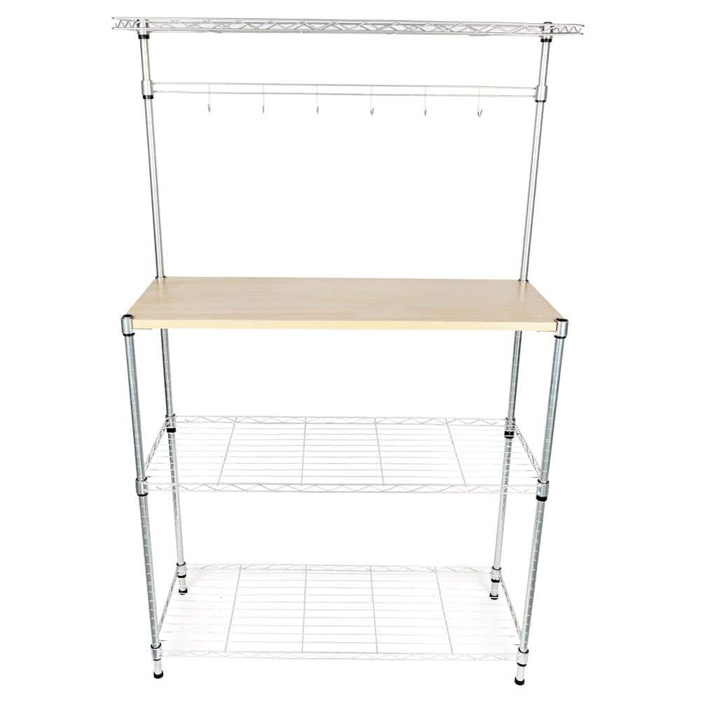 Karl home MDF Silver Baker's Rack with Hooks 302589541821 - The Home Depot