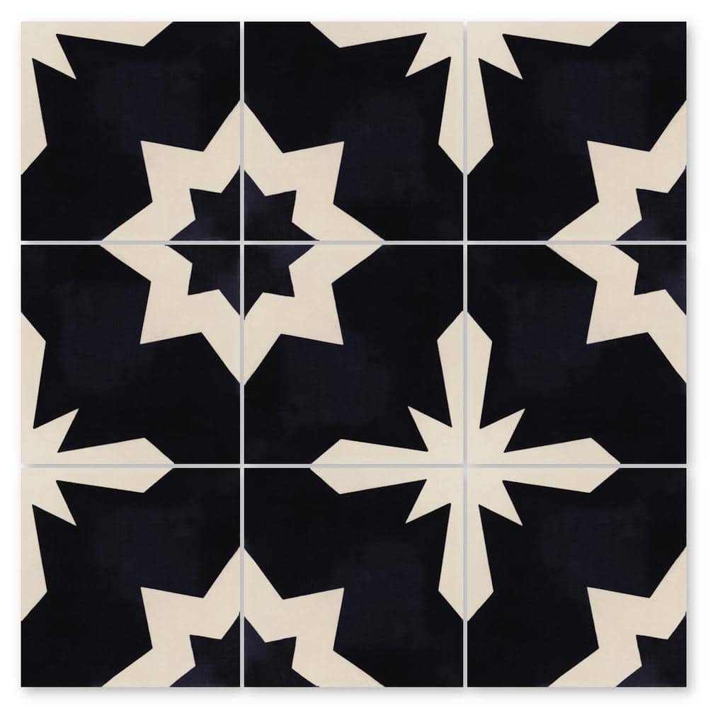Villa Lagoon Tile 8 in. x 8 in. Comino B Black and Alabaster/Matte ...