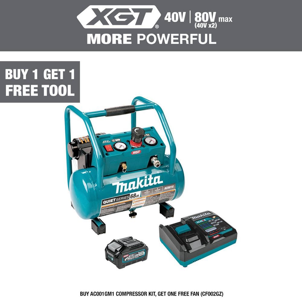 Makita 40V max XGT Brushless Cordless 2 Gallon 135 PSI Quiet Series Air ...