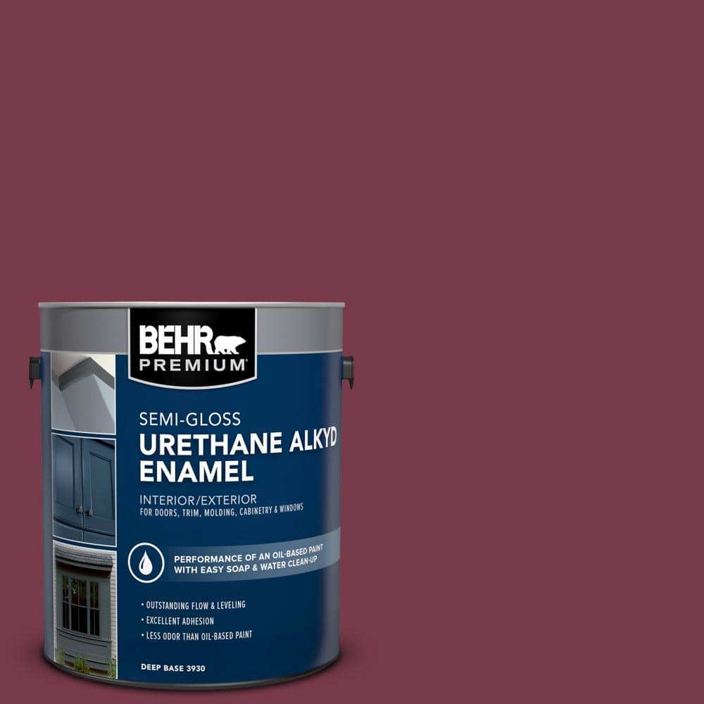 BEHR PREMIUM 1 gal. #BIC-51 July Ruby Urethane Alkyd Semi-Gloss Enamel ...