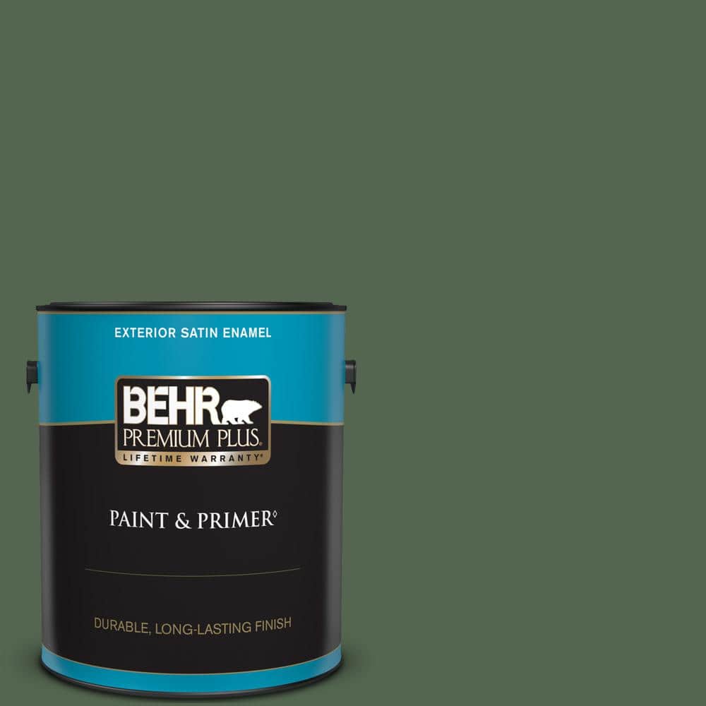 BEHR PREMIUM PLUS 1 gal. #S410-7 Equestrian Green Satin Enamel Exterior ...