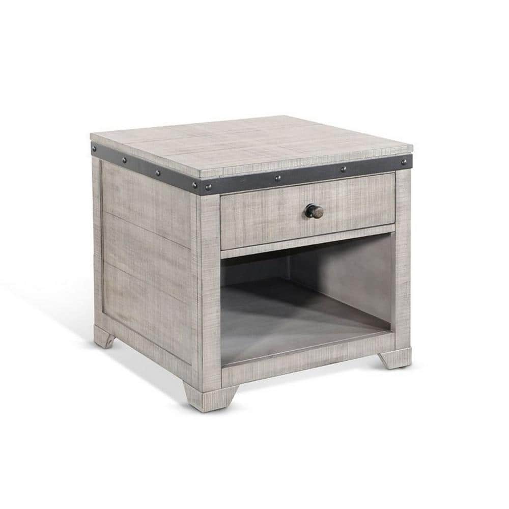 Benjara 24 in. Gray and Black Square Wooden Top End Table BM325390 ...