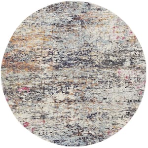 Multi-Colored Polypropylene 5 ft. x 5 ft. Solid Color Indoor Round Area ...