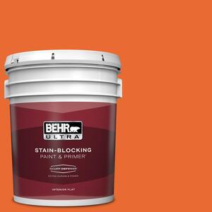 BEHR PREMIUM PLUS 8 oz. #220B-7 Electric Orange Flat Interior/Exterior ...