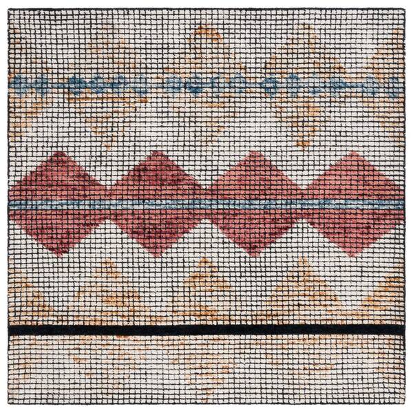 SAFAVIEH Abstract Ivory/Gold 6 ft. x 6 ft. Aztec Tile Square Area Rug ...