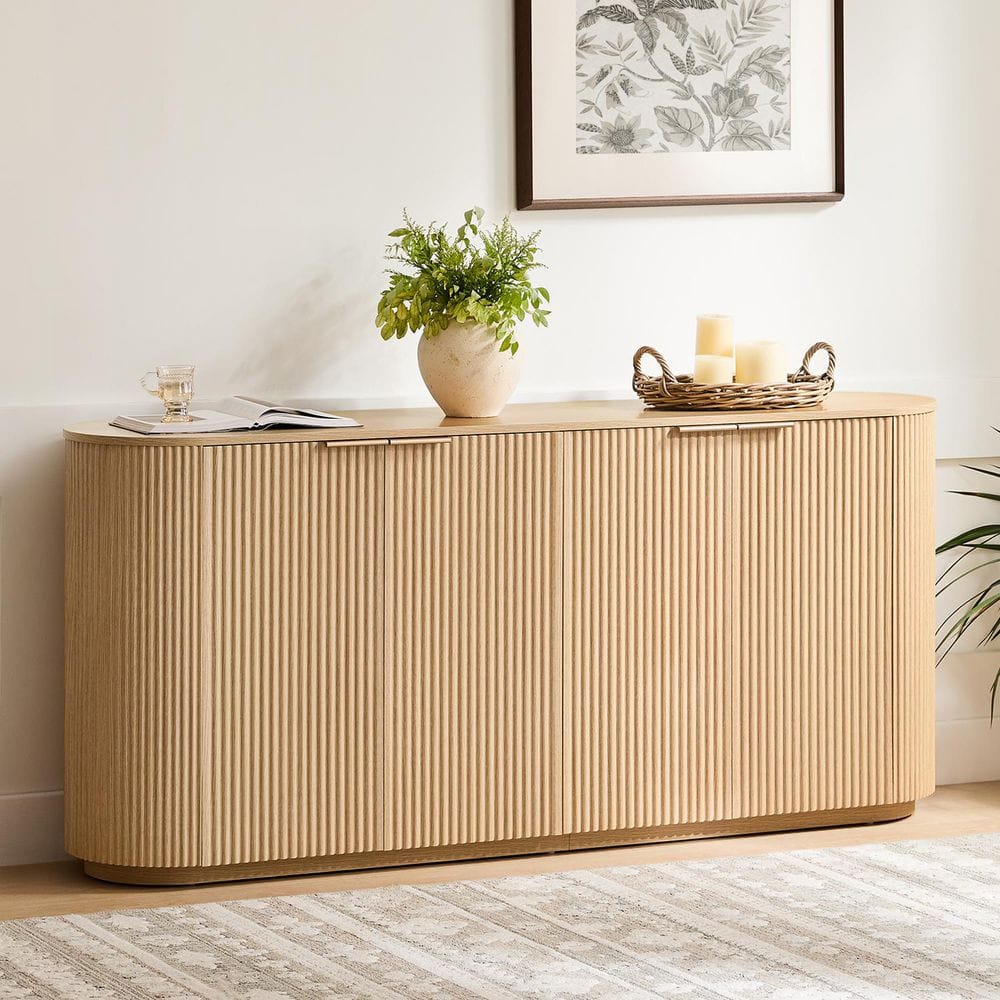 Spruce & Spring Julian Oak Wood Modern Sideboard with Rounded Edges ...