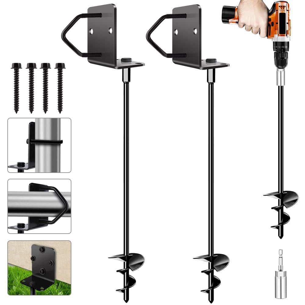 NVNOO 27 in. Metal Trampoline Stakes, Playset Swing Set Anchors Stakes ...