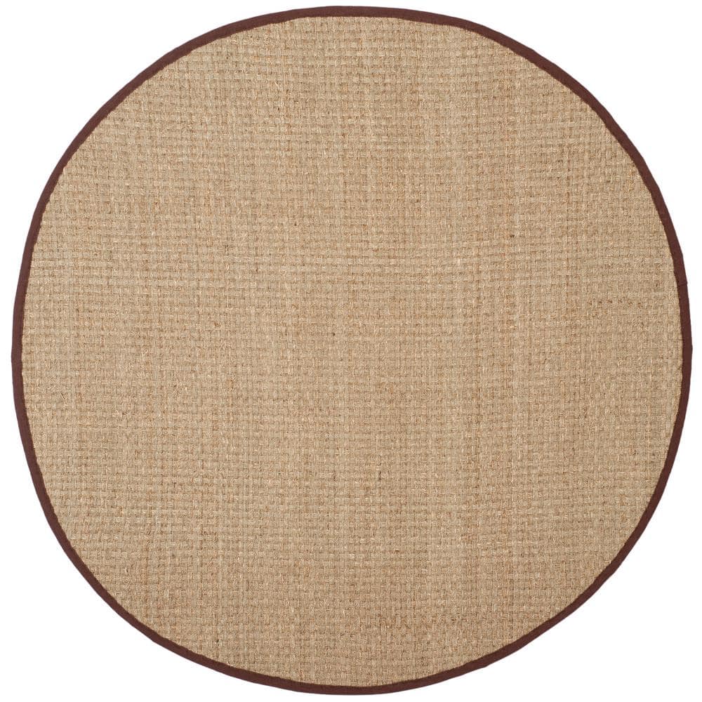 SAFAVIEH Natural Fiber Natural/Dark Brown 8 ft. x 8 ft. Border Woven ...