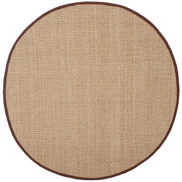 SAFAVIEH Natural Fiber Natural/Dark Brown 8 ft. x 8 ft. Border Woven ...