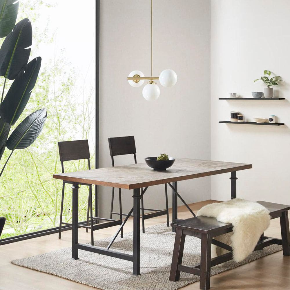 Jushua 3-Light Brass Gold No Decorative Accents Linear Chandelier for ...