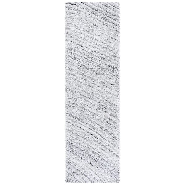 SAFAVIEH Glory Shag 2 ft. x 8 ft. Ivory/Gray Abstract Wavy Runner Rug ...