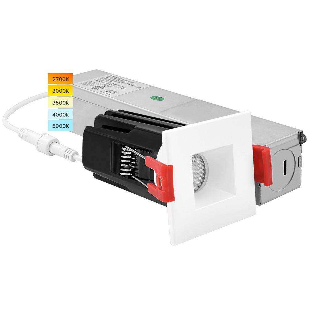 LUXRITE 1 in. Square LED Recessed Light J-Box 7-Watt 5 Color Selectable ...