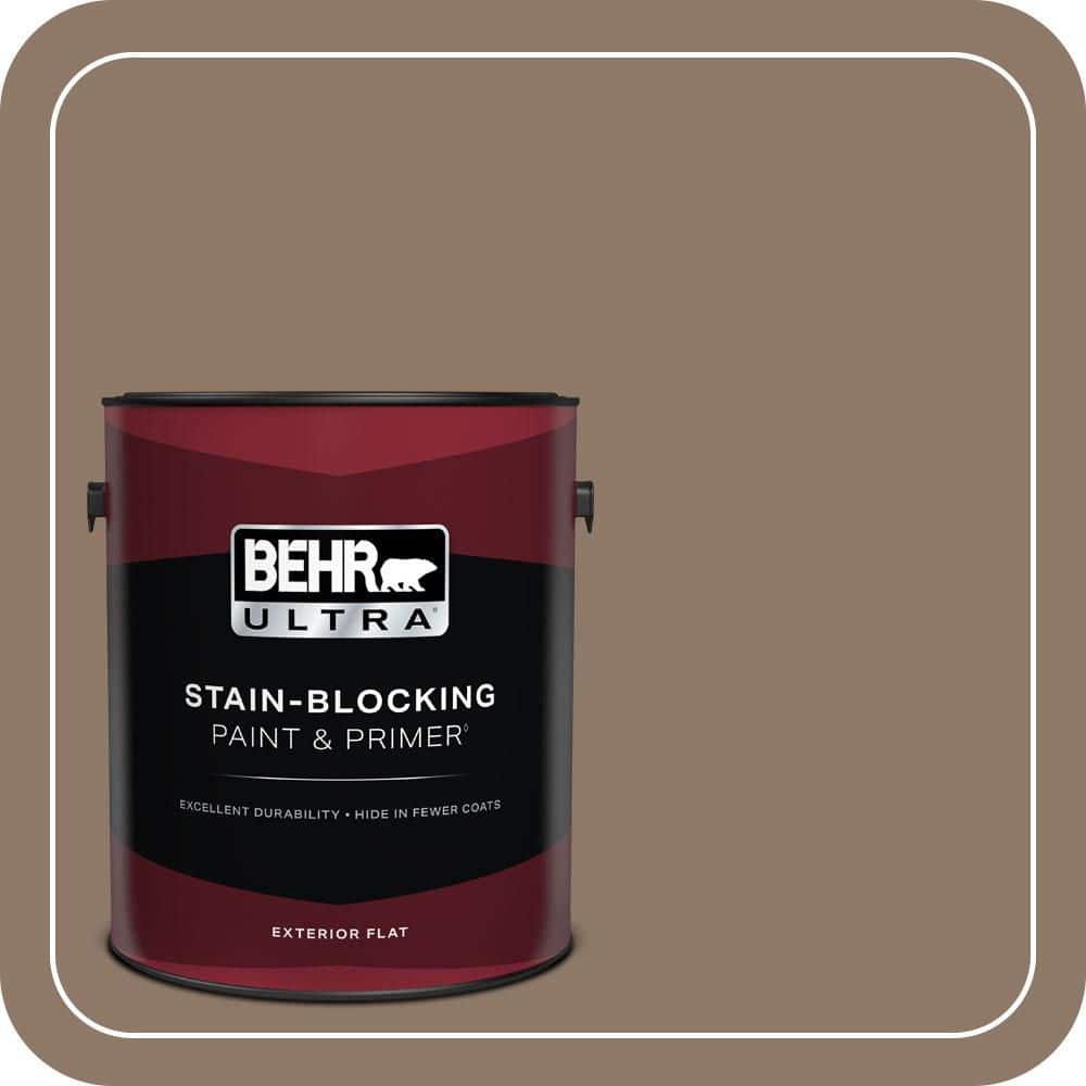 BEHR ULTRA 1 gal. #PPU5-05 Coconut Shell Flat Exterior Paint & Primer ...