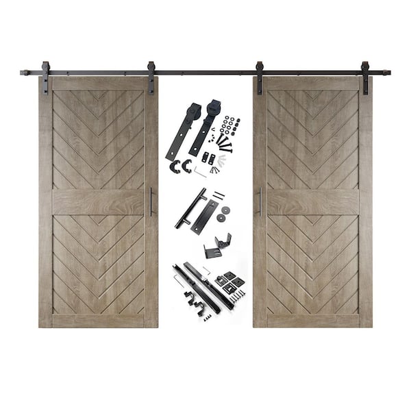 HOMACER JT3 40 in. x 84 in. C-Panel Classic Gray Fishbone Design Double ...