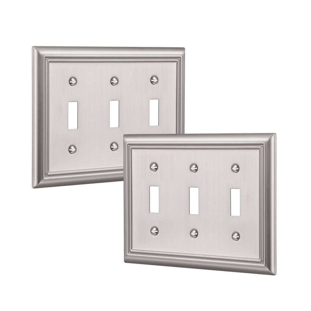 DEWENWILS Standard 3-Gang Brushed Nickel Toggle Metal Wall Plates (2 ...