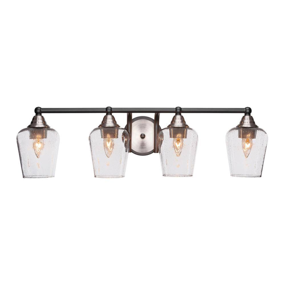 Madison 7.25 in. 4-Light Bath Bar, Matte Black and Brushed Nickel ...